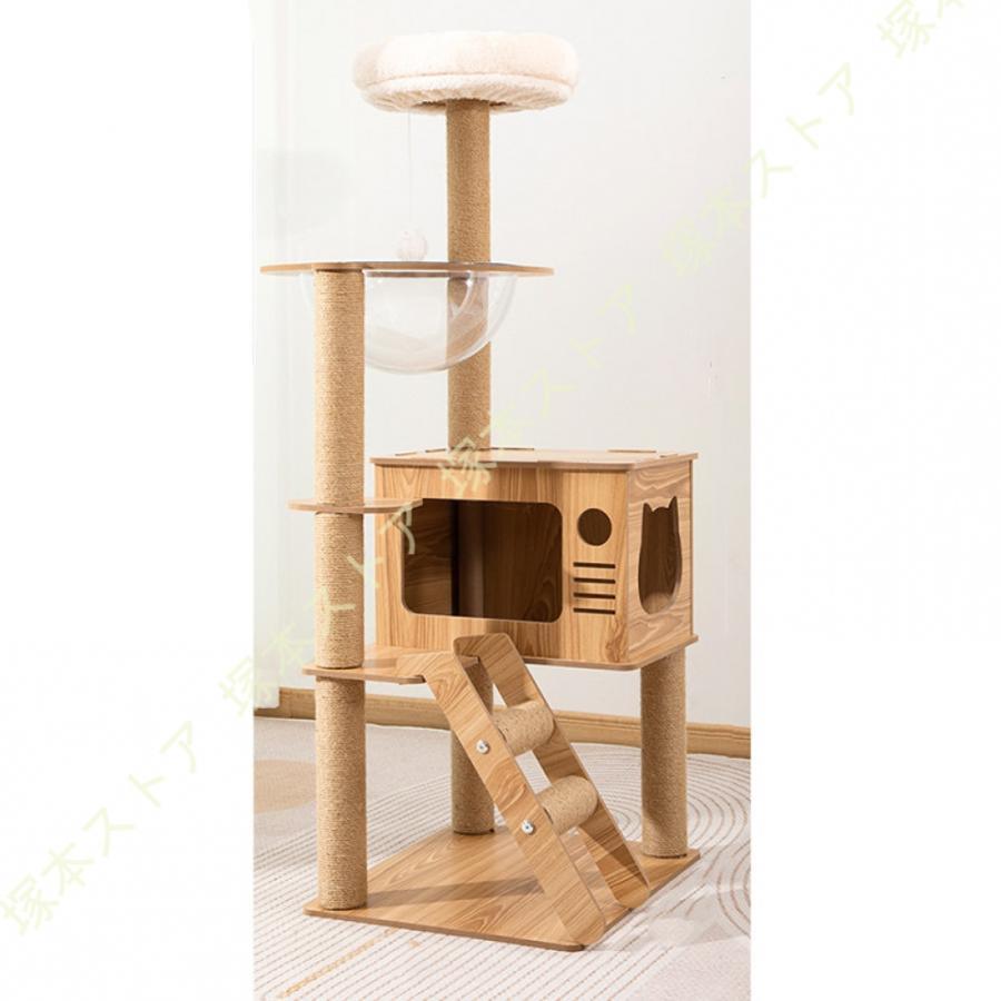適用対象：子猫から大型猫まで 猫が喜ぶ機能満載：見晴らしのよい高台、大きい隠れ家、爪とぎポール、遊び放題の幅広い台座、階段などを取り付きました。猫ちゃんの遊び場としてピッタリの室内用キャットランドです。