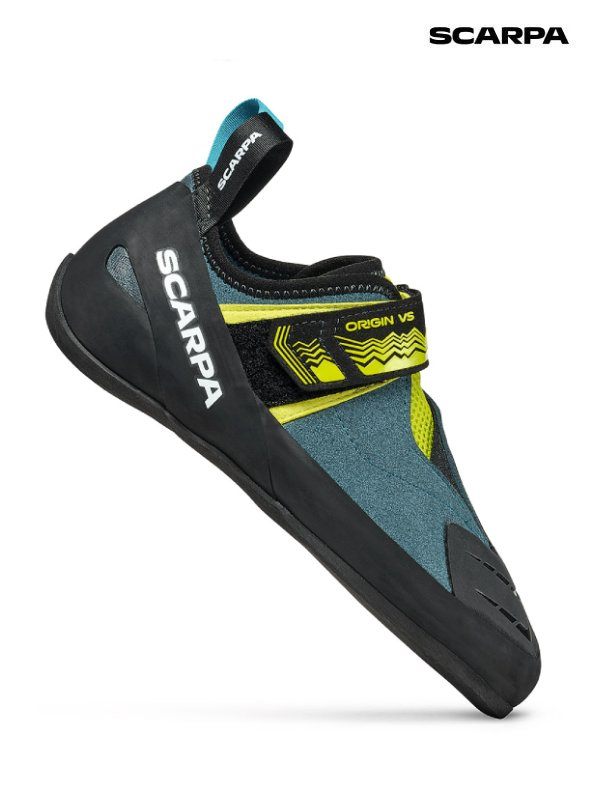 スカルパ　オリジンVS ■メーカー説明文引用 履きやすさを重視したシングルストラップのエントリーシューズ。 従来のオリジンと比較して柔軟性が向上しており、甲を広くトウラバーで覆うなど、より現代的なインドアクライミングに対応できるようリファイ...