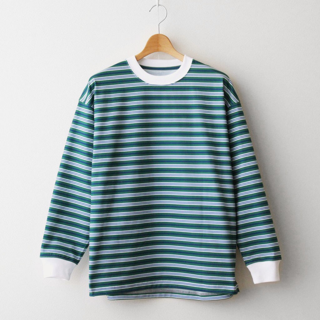 ■Product Details. ミディアムウェイトのドローストリングロングTシャツです。どこか懐かしいクラシカルなボーダー柄を編みではなく、プリントにて表現いたしました。 ストレッチ性もあり夏に向けて非常に心地良いバランスの取れたボーダ...