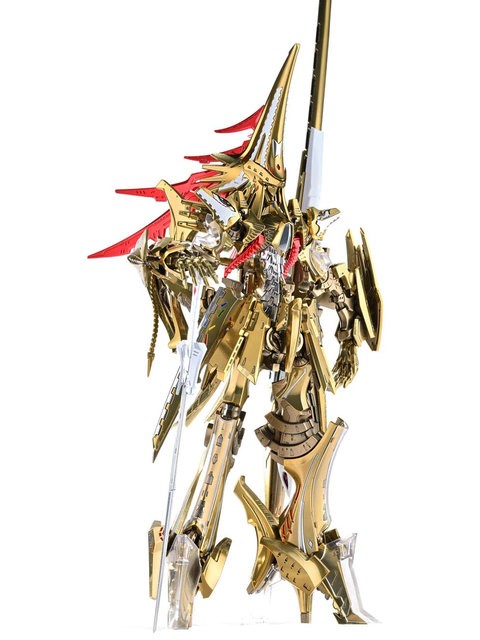 星団暦2988年に登場した黄金のGTM。 天照王朝とミラージュ騎士団の旗騎。B型ミラージュの「ツァラトウストラ・アプターブリンガー」と同じティティン・フレームに「ハ一閃1014エンジン」を両脚に1基ずつ2基搭載している。全身を黄金ラミネート...