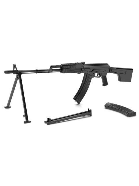 新規造形にて74型のハイダー付きヘビーロングバレル、ストック、リブ付きハンドガードや45連のロングマガジンを再現しています。■サイズ：1/12スケール　全長約9cm■仕様：ランナーキット（無彩色）　樹脂製（PS）※プラモデル用接着剤使用を推...