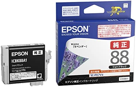 対応機種:SC-PX7V2タイプ:純正形状:独立型種類:顔料色:ブラック対応メーカー:エプソン＜店内2点以上お買上げでさらに200円引クーポン進呈＞ エプソン 純正 インクカートリッジ ラベンダー ICBK88A1 フォトブラック 送料無料...