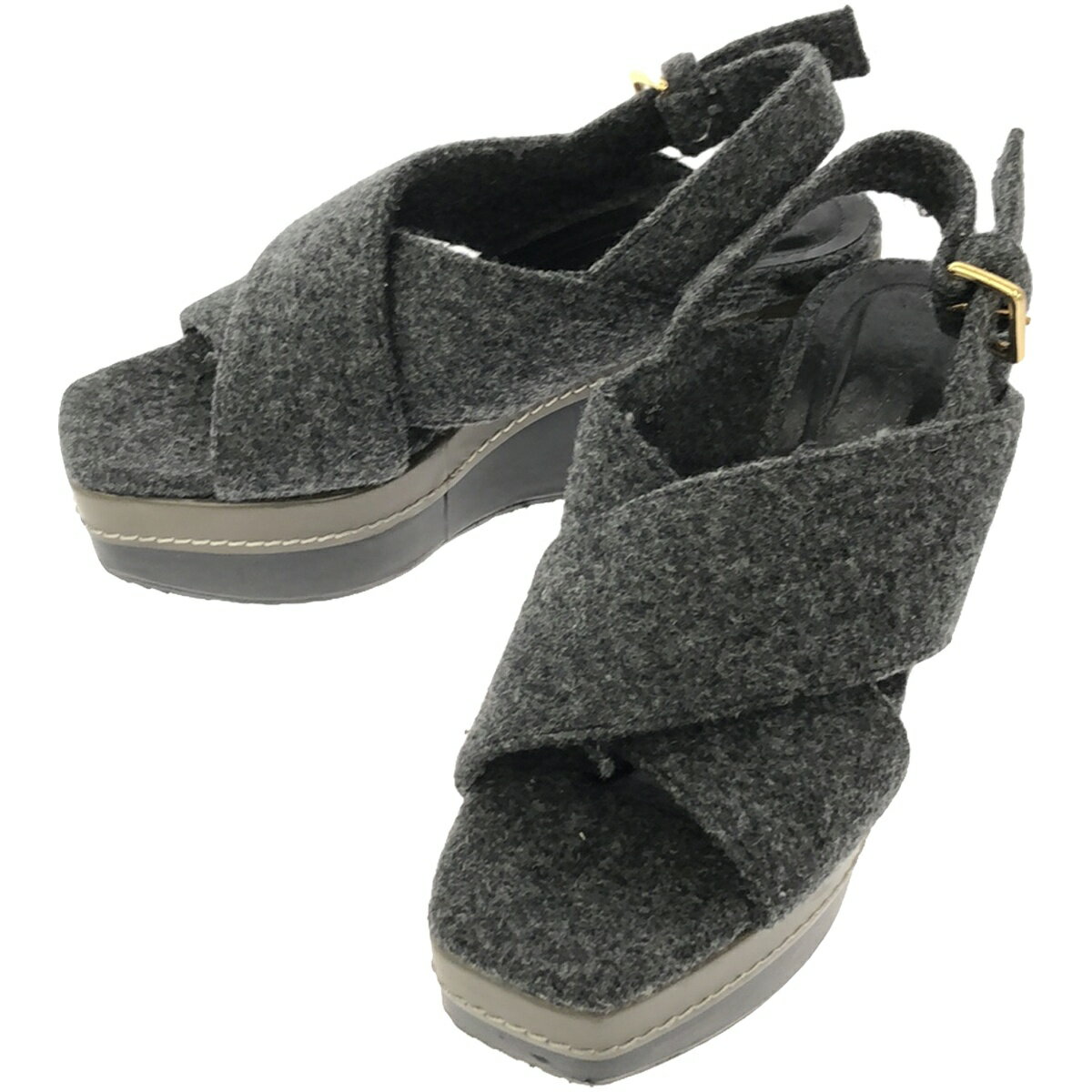 商品管理ID：IT7ONM8825G6 MARNI マルニ プラットフォーム フェルトクロスサンダル コンディションについて コンディションランクの基準は、当社が設けた基準となります。 感じ方には個人差がありますので、参考程度にお考え下さい...