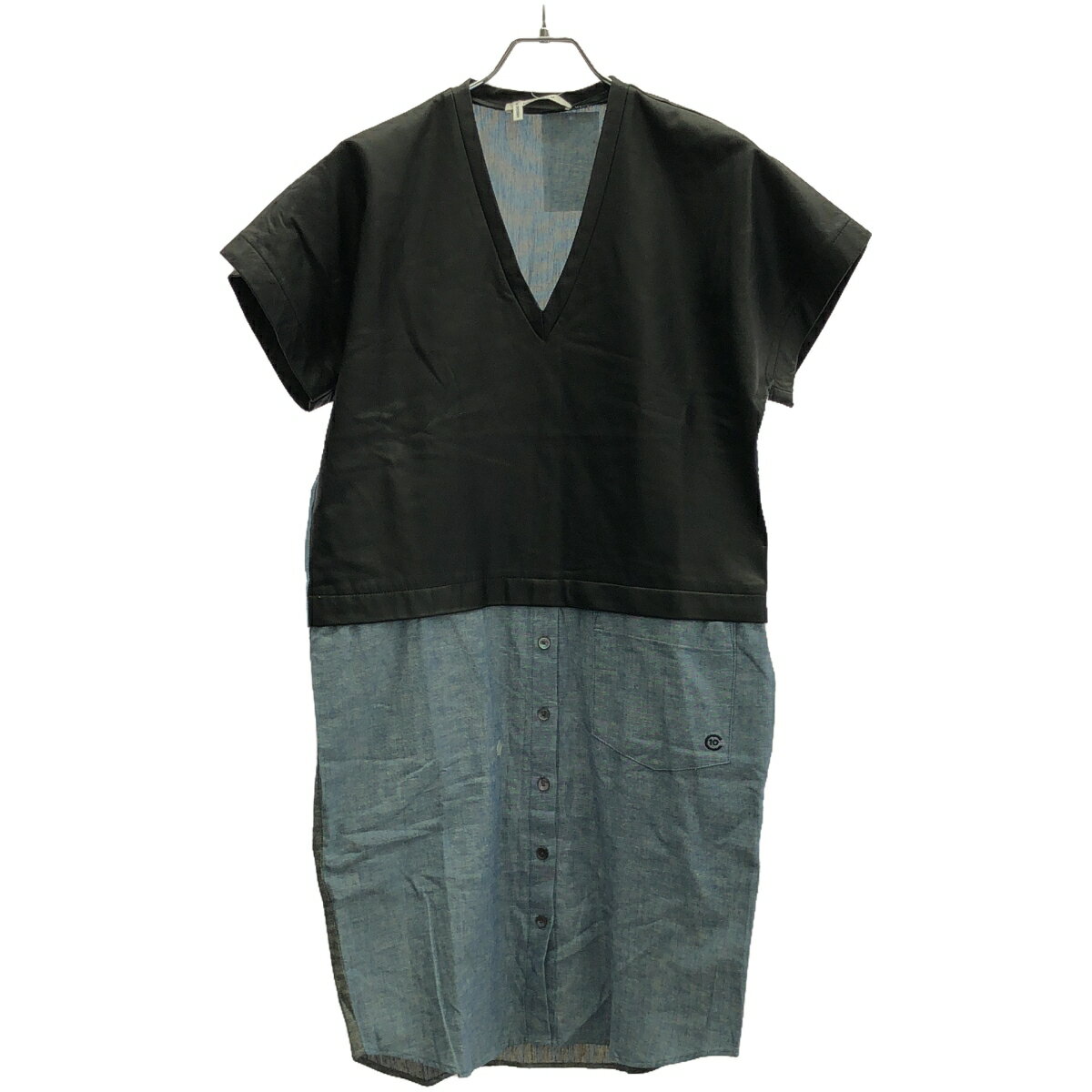 商品管理ID：ITA2I3OT3CSA Derek Lam 10 Crosby デレクラムテンクロスビー Leather Oversized V-Neck Dress レザーコンビネーションワンピース R131CR611 コンディションにつ...