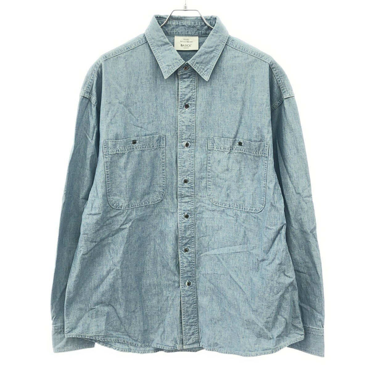 商品管理ID：IT9WIDJGFLGO BASICKS ベイシックス VINTAGE TYPE ORGANIC DENIM SHIRT ヴィンテージ加工オーガニックデニムシャツ S2-0205 コンディションについて コンディションランクの...