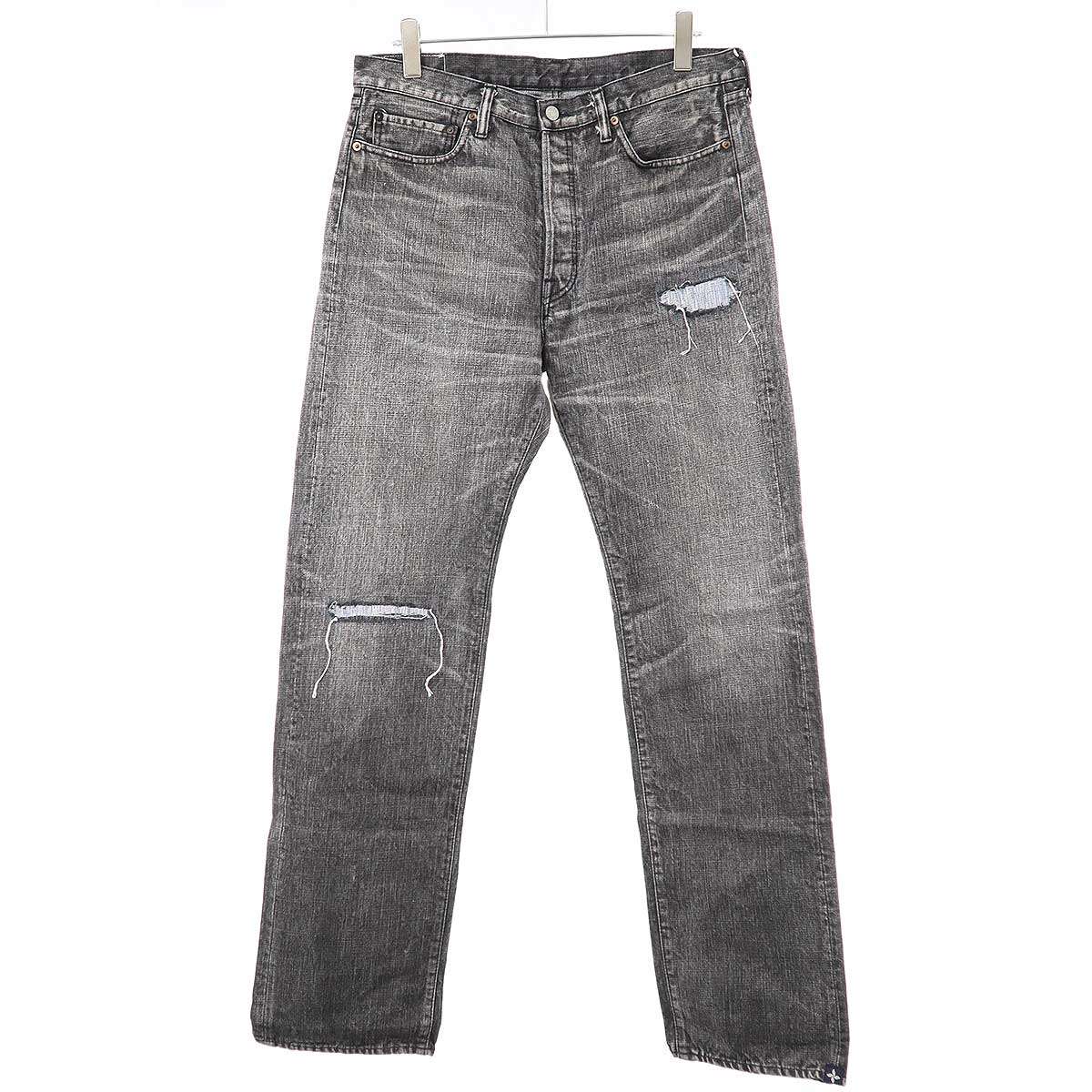 商品管理ID：IT38S1P2WZI8 Yohji Yamamoto POUR HOMME×SPOTTED HORSE ヨウジヤマモト プールオム×スポテッドホース 2005AW リペアデニムパンツ HN-P59-031 コンディションにつ...