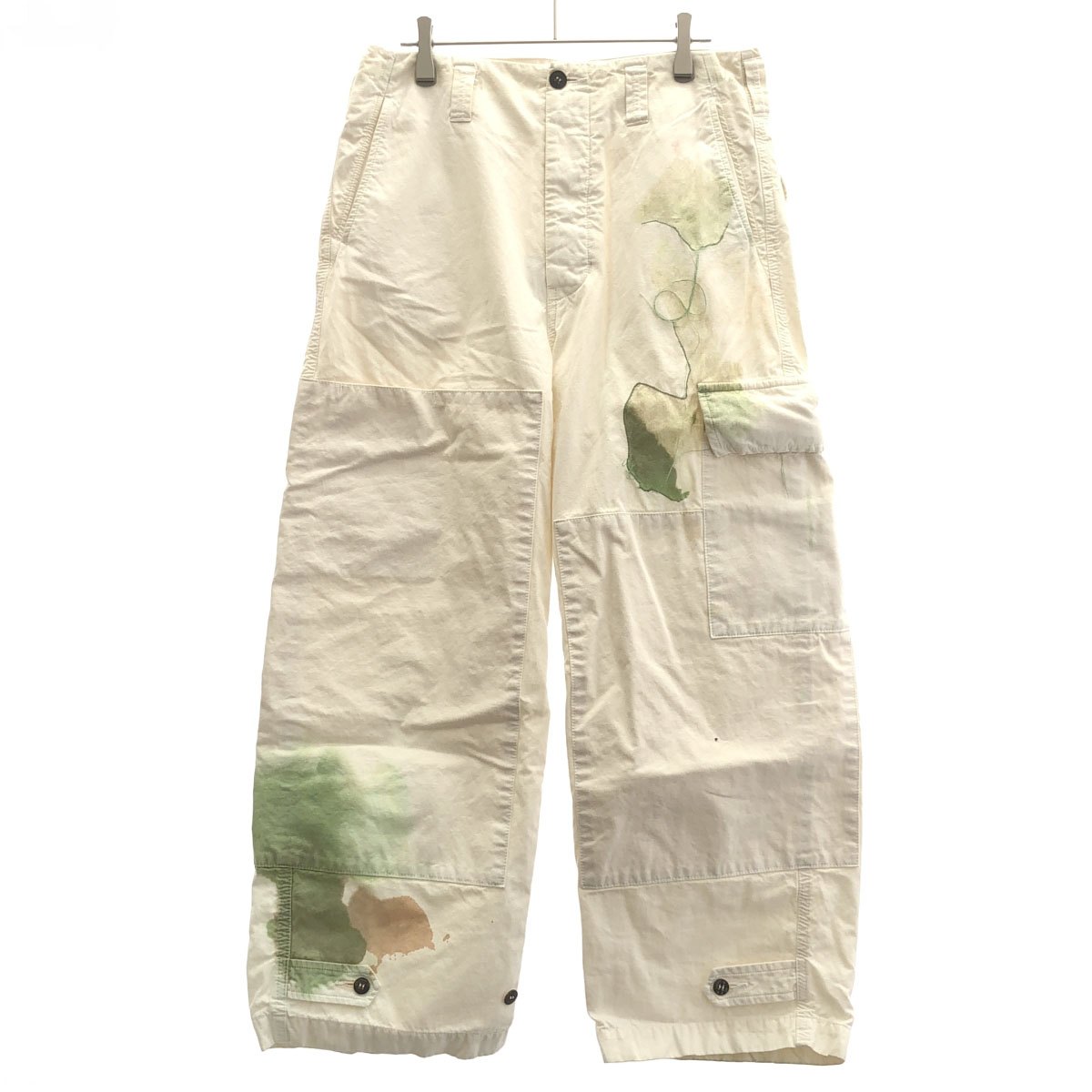 商品管理ID：IT006B01R6WI amachi. アマチ 23SS Collection 012 Traces of Water Flow Double Knee Cargo Pants ペイントカーゴパンツ コンディションについて ...