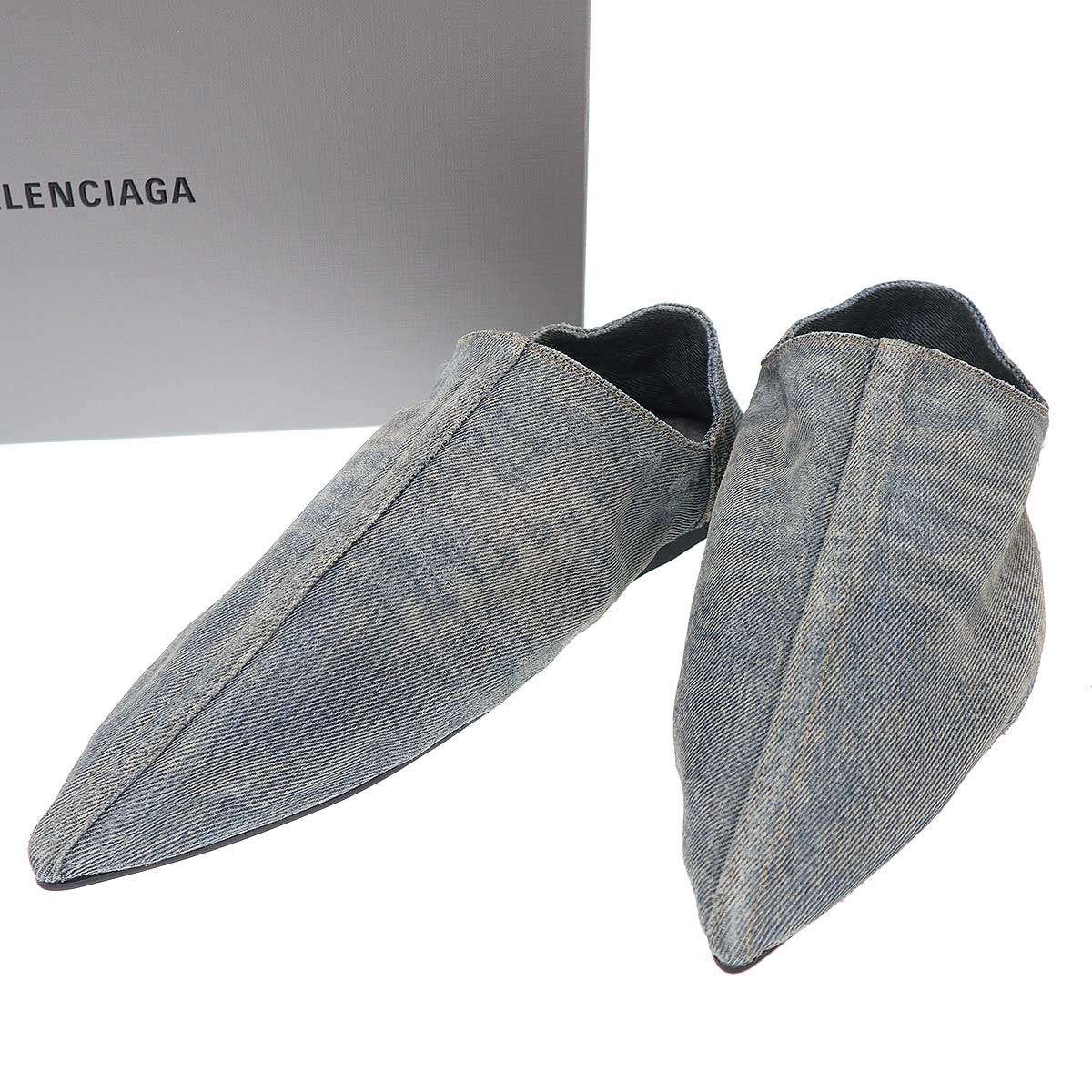 商品管理ID：IT13GXGRX4FO BALENCIAGA バレンシアガ デニムフラット ミュールシューズ 788347 コンディションについて コンディションランクの基準は、当社が設けた基準となります。 感じ方には個人差がありますので、...