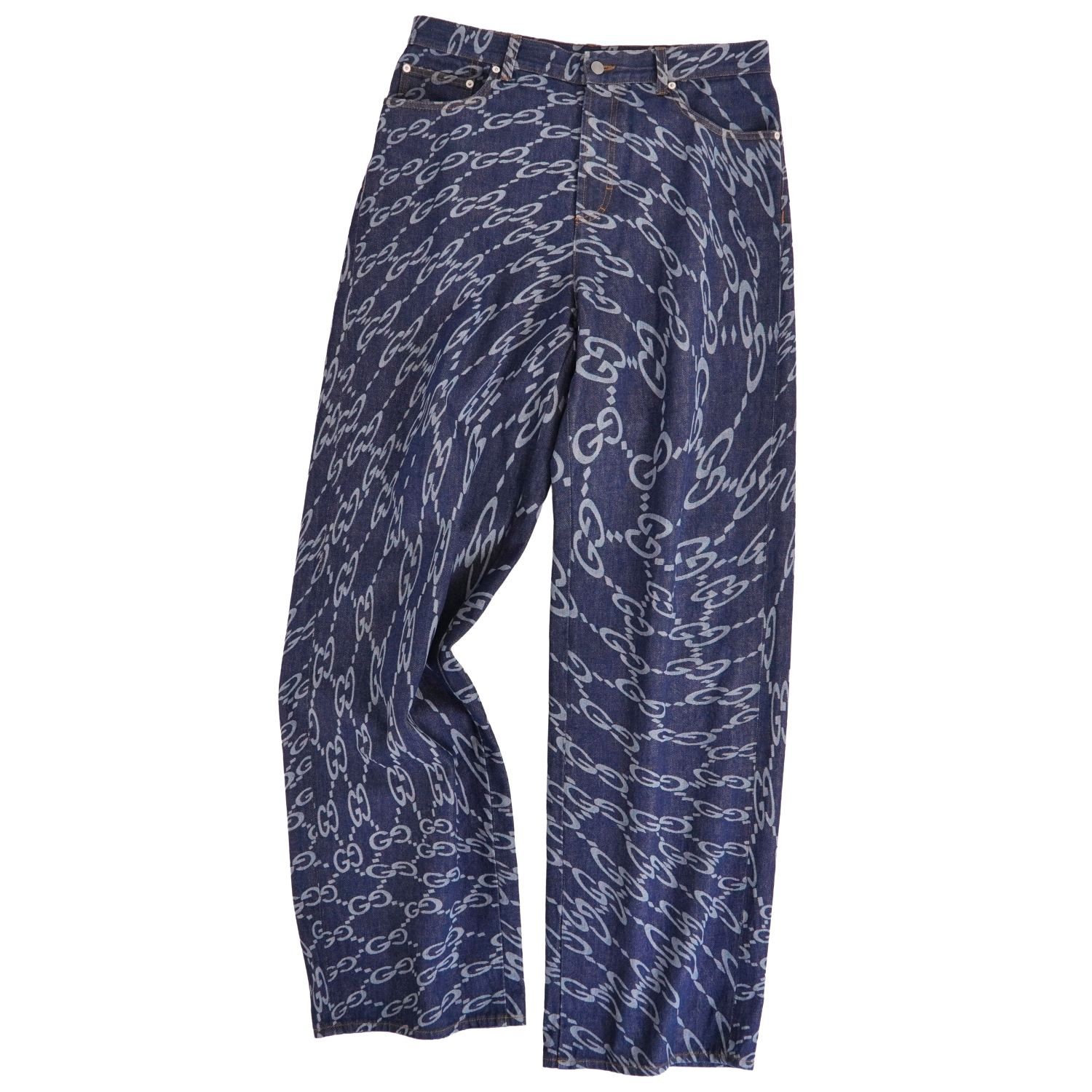 ■商品名グッチ GUCCI パンツ デニムパンツ ワイドパンツ ジーンズ ウェーブ GG ロゴ ボトムス メンズ インディゴブルー サイズ34■状態説明・ウェーブGGデザインがあしらわれたデニム生地を使用した、GUCCIのワイドデニムパンツ...