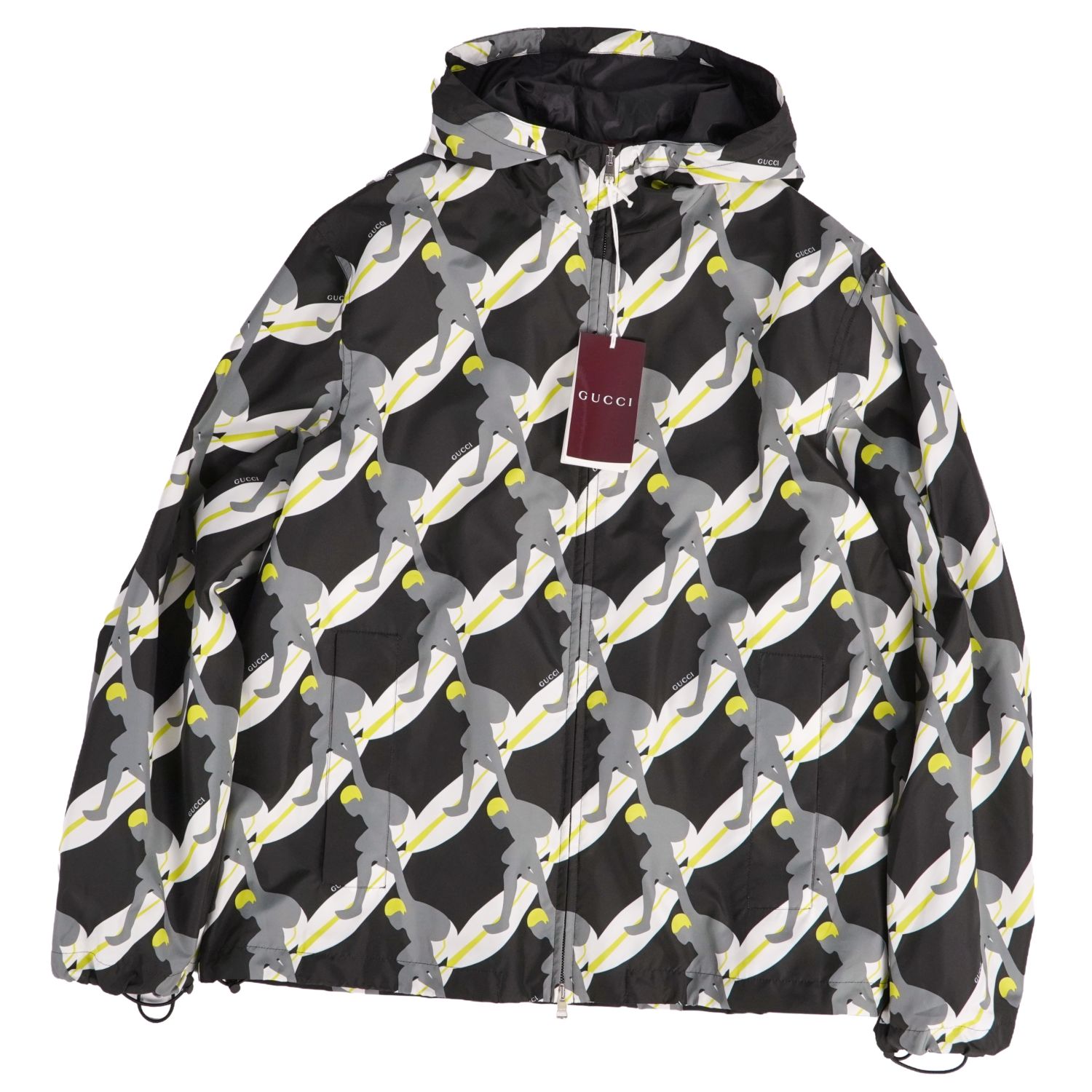 ■商品名グッチ GUCCI 2025SS ジャケット ブルゾン パーカー フーディ 総柄 ナイロン テクニカルポプリン ジップアップ アウター メンズ マルチカラー サイズ46(S相当)■状態説明・軽やかなナイロン素材を使用した、GUCCI...