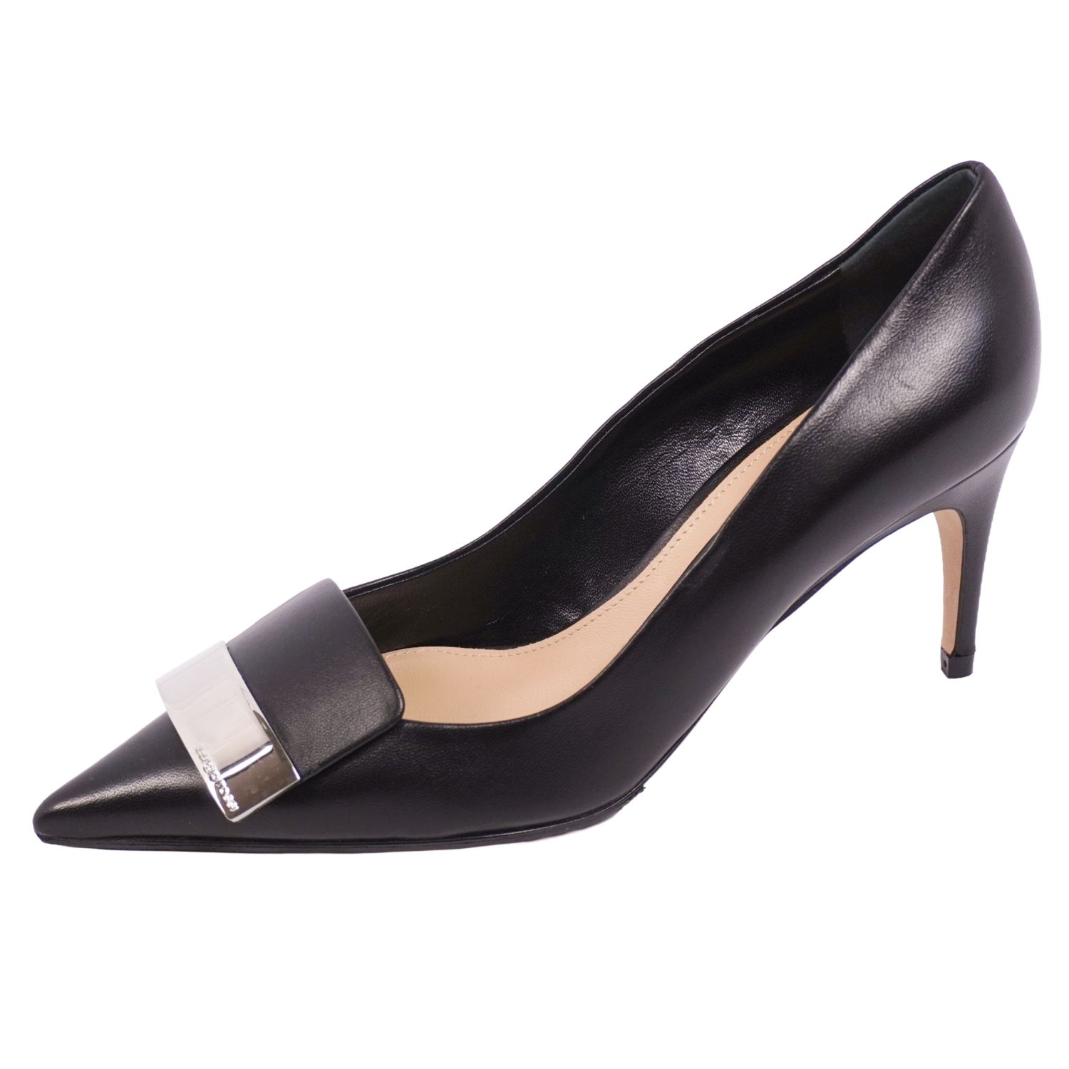 ■商品名セルジオロッシ SERGIO ROSSI パンプス ヒール ポインテッドトゥ SR1 プレート レザー シューズ 靴 レディース ブラック サイズ36.5(23.5cm相当)■状態説明・上質なレザーを贅沢に使用した、SERGIO R...