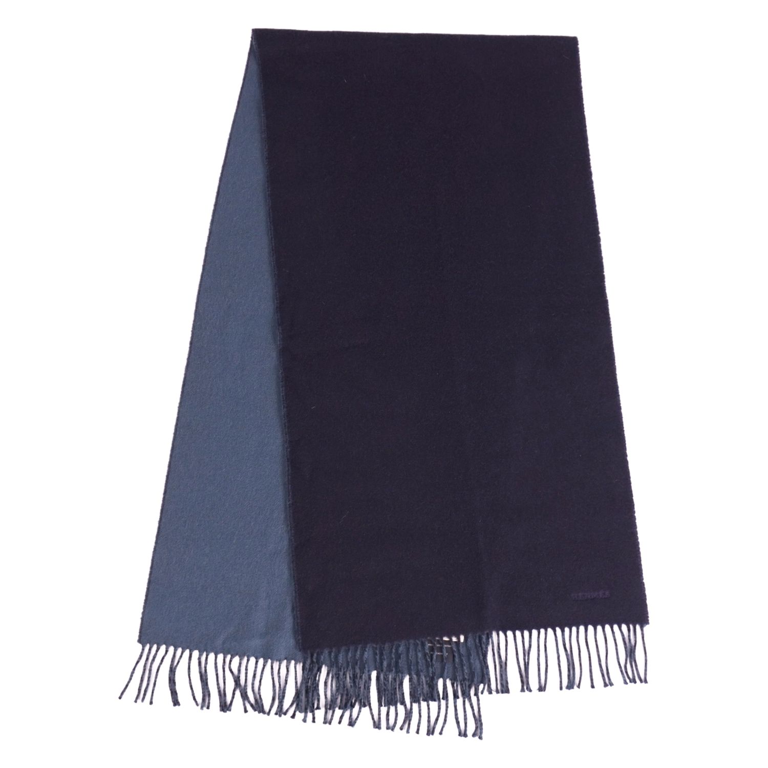 ■商品名エルメス HERMES マフラー ストール ショール フリンジ カシミヤ100％ ユニセックス イギリス製 ネイビー サイズ-■状態説明・極上の肌触りを誇るカシミヤ素材を使用した、HERMESのフリンジマフラーです♪・シンプルなデザ...