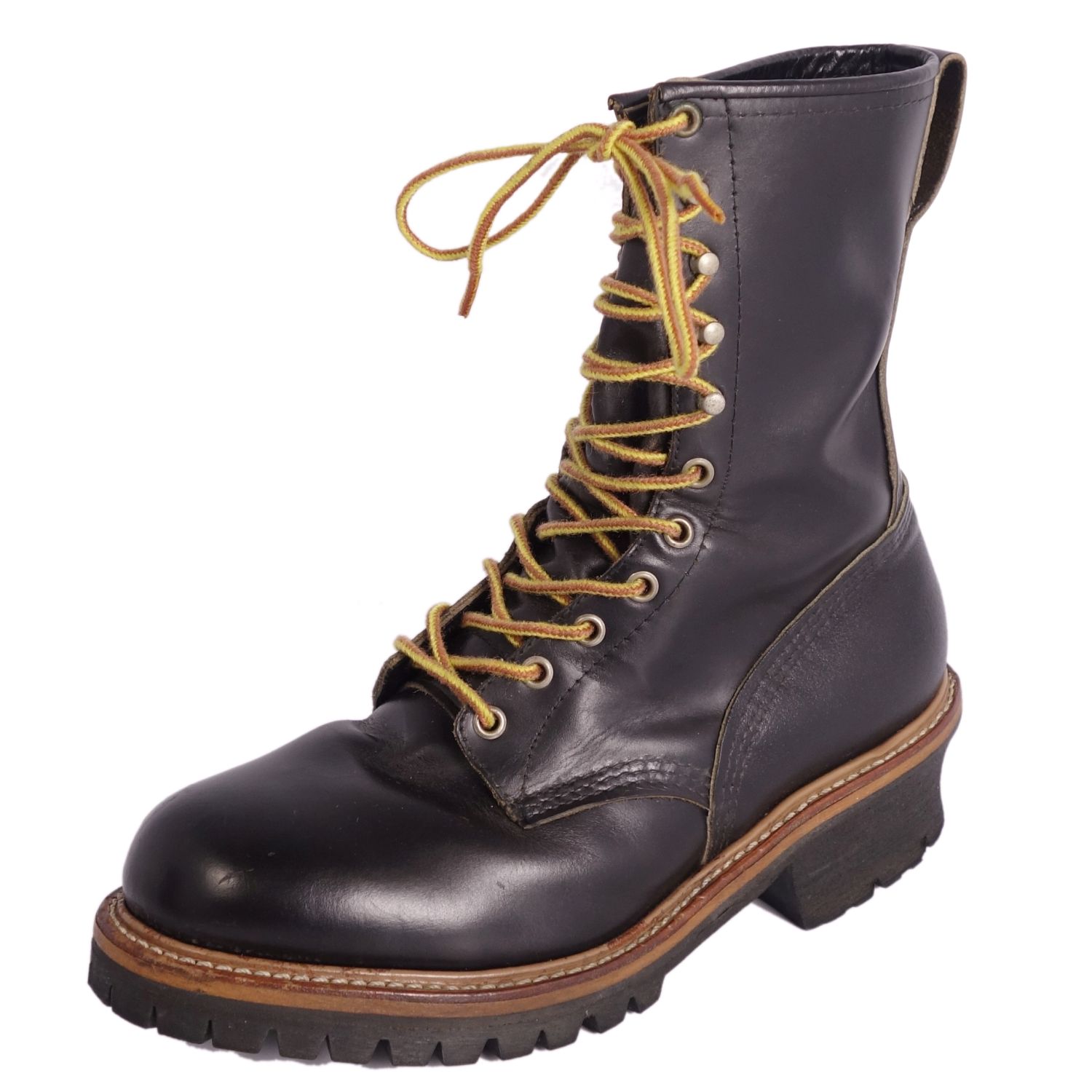 ■商品名レッドウィング RED WING PT91 2218 Logger Boots 1993年製 茶芯 ブーツ ロガーブーツ レースアップ スチールトゥ レザー 革靴 シューズ USA製 メンズ ブラック サイズ8.5E(26.5cm相...