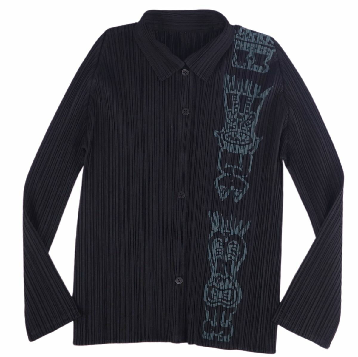 ■商品名プリーツプリーズ イッセイミヤケ PLEATS PLEASE シャツ ブラウス ロングスリーブ 長袖 トーテムポール柄 トップス レディース マルチカラー サイズ3(L相当)■状態説明・1本の糸から素材を開発し、服の形に縫製した後に...