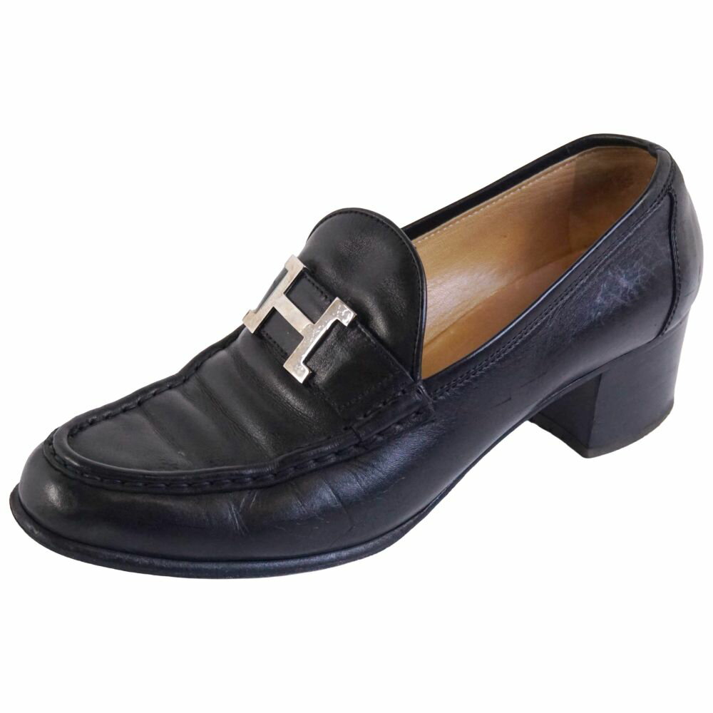 ■商品名エルメス HERMES ローファー モカシン コンスタンス Hロゴ レザー シューズ 靴 レディース イタリア製 ブラック サイズ38(25cm相当)■状態説明・上質なレザーを贅沢に使用した、HERMESのローファーです♪・ブラック...