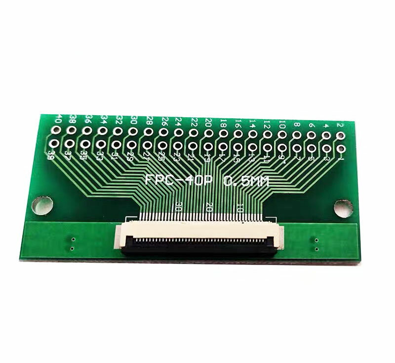 ・FFCコネクタ側：0.5mmピッチ40ピン、下接点タイプ、適合FFCケーブル：0.5mmピッチ40ピン、FFCコネクタ実装済み、ケーブルの取り付けし易いフリップロックタイプ、変換先：2.54mmピッチ2列スルーホール、外形寸法：54x26...