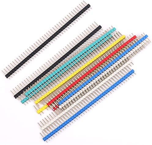 ・2.54mmピッチ、単列、ピンヘッダ、1x40極、タイプ：ストレート、角型ピン、折って任意の長さにして使用できる、樹脂部の色：黒色・黄色・赤色・白色・緑色 ・青色、 ・樹脂部の色はバリエーションよりお選びいただけます ・表記価格：1パック...