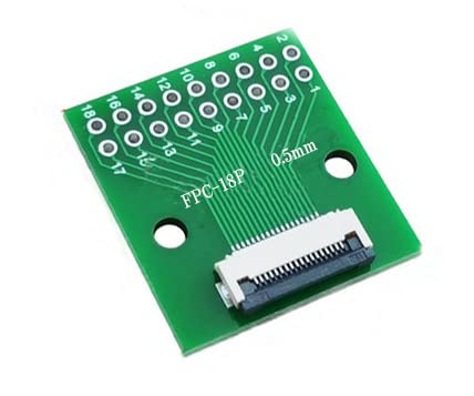 ・FFCコネクタ側：0.5mmピッチ18ピン、下接点タイプ、適合FFCケーブル：0.5mmピッチ18ピン、FFCコネクタ実装済み、 ケーブルの取り付けし易いフリップロックタイプ、変換先：2.54mmピッチ2列スルーホール、外形寸法：24x2...