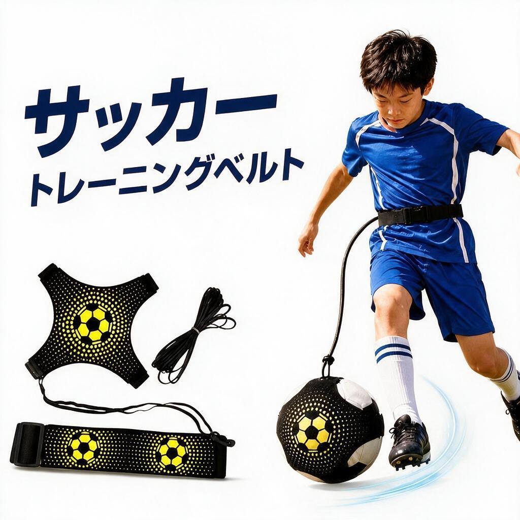 サッカー自主練をもっとスムーズに 一人練習・リフティング・ボールタッチ練習におすすめ 一人でもサッカーの基礎練習を続けやすい、サッカー練習用トレーニングベルトです。 お手持ちのサッカーボールをリターンパッドに固定し、ウエストベルトと伸縮ゴム...