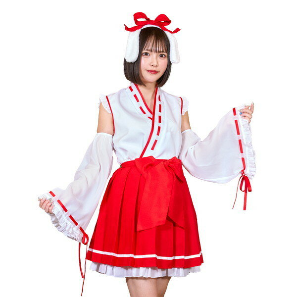 商品詳細商品説明人気の巫女さんに親和性のある白うさぎを掛け合わせました。たれ耳のカチューシャは手触りが良く、リボンはワイヤー入りで好きな形に変えることが出来ます。肩の部分や袖口や裾にはフリルを使用していて、ガーリーな印象のコスチュームになっ...