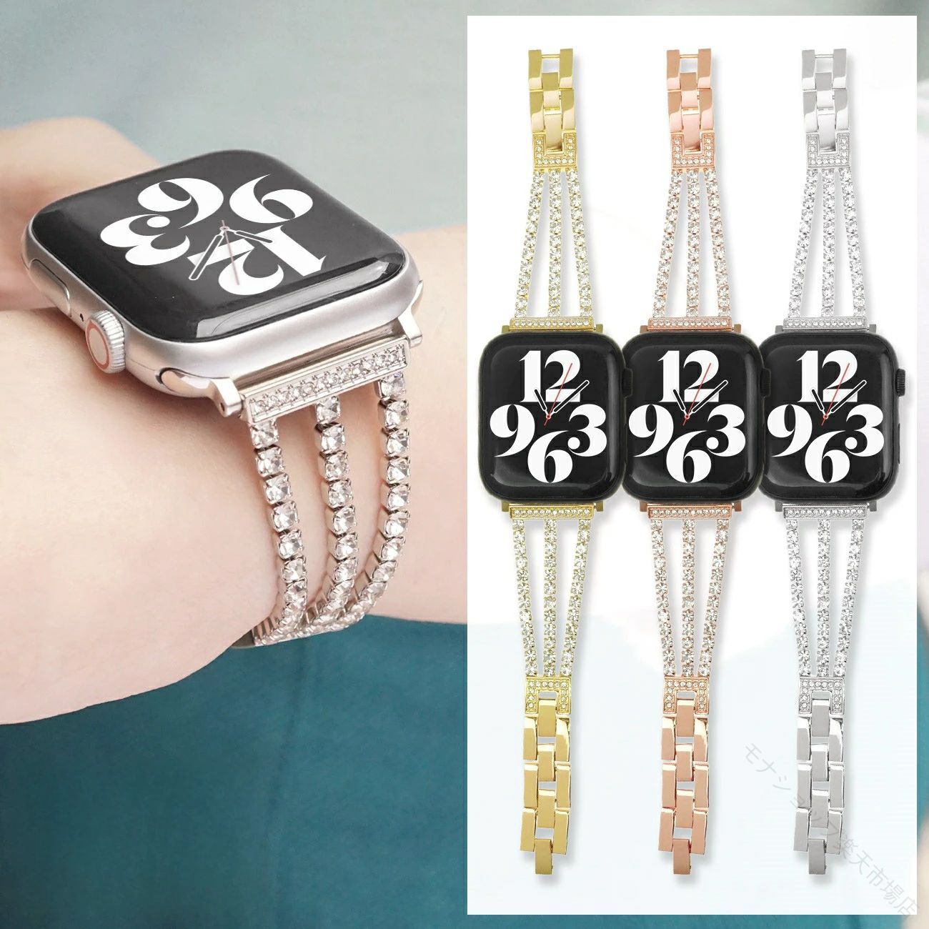 【対応互換アイテム】 Watch Series 8/7/6/5/4/3/2/1/SE ベゼル幅：38mm,40mm,41mm ※38mm/41mmは40mmと兼用となります。 アップルウォッチ 全シリーズ対応のジルコニアジュエリーバンドです...