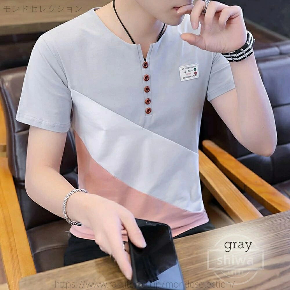 【商品名】スリットネックカットソー【カラー】グレー ピンク イエロー【サイズ】M L XL 2XL 3XL【サイズ表記】・Mサイズ:着丈64 身幅90 肩幅40 袖丈18・Lサイズ:着丈66 身幅94 肩幅42 袖丈20・XLサイズ:着丈6...