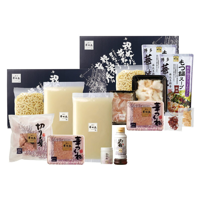 PRODUCT SPECIFICATIONS商品仕様ブランド博多華味鳥商品名水たき・もつ鍋セット型番H-C1セット内容水たき:水たき生スープ(600g)×2、華味鳥切り身(300g)・華つくね(200g)・ちゃんぽん麺(150g)・博多ぽん...