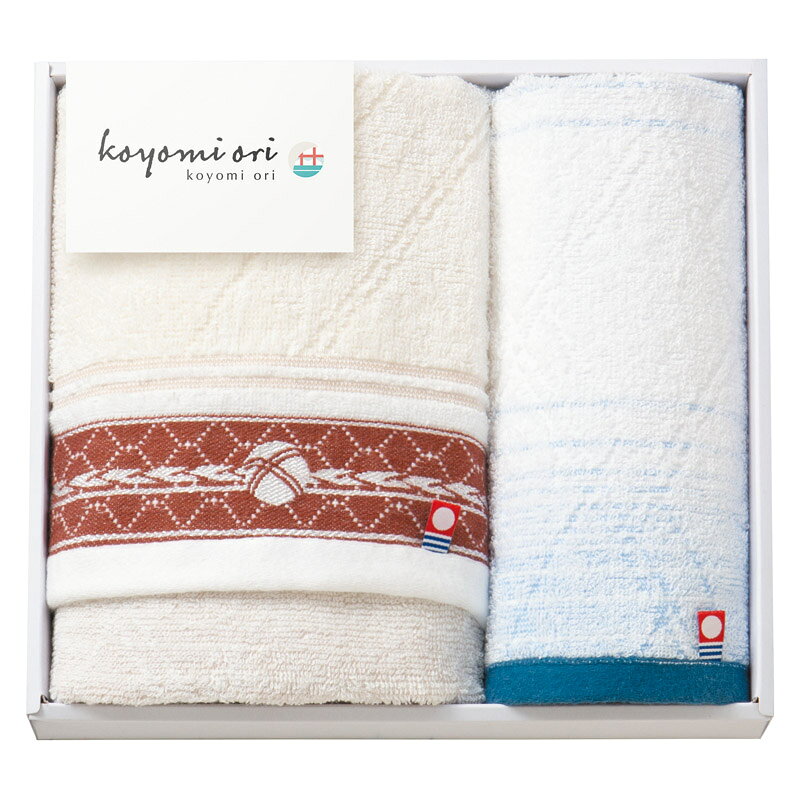 PRODUCT SPECIFICATIONS商品仕様ブランドkoyomi ori商品名フェイスタオル&amp;ウォッシュタオル型番KOY-2008サイズフェイスタオル:33×75cm、ウォッシュタオル:33×30cm材質綿100%箱サイズ2...