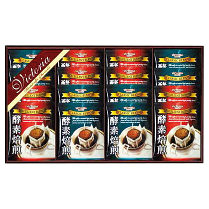 PRODUCT SPECIFICATIONS商品仕様ブランドビクトリア珈琲商品名酵素焙煎ドリップコーヒーセット型番ND-200セット内容エクセレントブレンド・クラシックブレンド(各7g)×各8箱サイズ26×44×3.5cm賞味期間常温1年6...