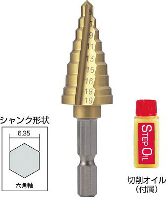 ★特徴★ ●電気、設備工事用サイズで構成しています。 ●先端シンニング付のため軽い食い付きで、ポイントずれがありません。 ●被削材:鉄板（2mm）、ステンレス板（1mmまで） ★仕様★ ●付属品：切削オイル ●コバルトハイス ●表面処理:チ...
