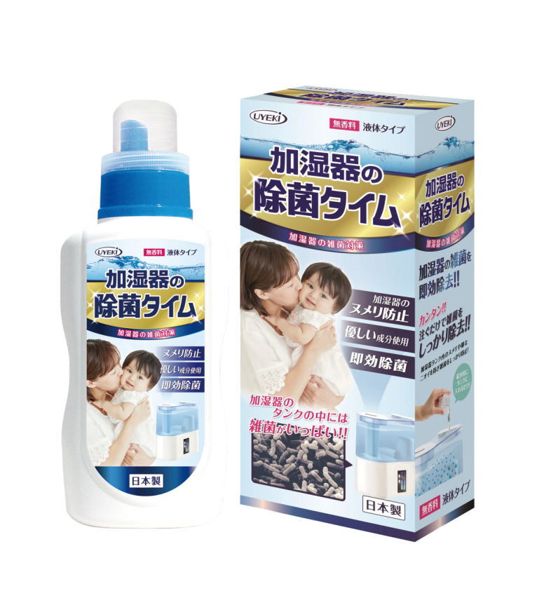 加湿器のタンクに入れるだけでヌメリや嫌なニオイを防ぐ！ サイズ：90×60×220mm 材質：エタノール、カチオン系抗菌剤,柿シブエキス
