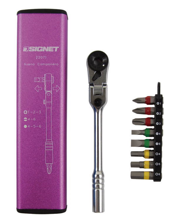 ★特徴★ ・自転車の車載工具、バイクや自動車の細かいパーツの脱着からDIYまで ・首振り式のヘッドで、プッシュボタンで13段階の角度でロック、最大90度 ・切替式レバーで正逆の切替えが可能 ・カラフルなカラーのアルミニウムケース付き ・手の...