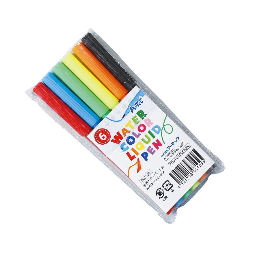 カラフルでかわいいカラーペンセット！　シンプルなカラーペンセット！6色組 商品サイズ：65×135mm