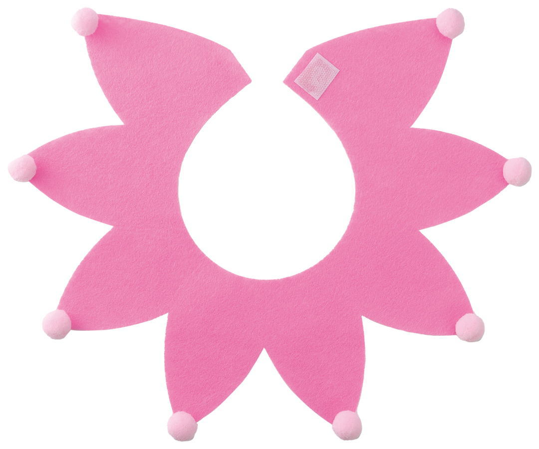 ワンポイントにかわいいフェルト襟！ サイズ：276×283×厚み1mm 首回り：330mm 材質：ポリエステル