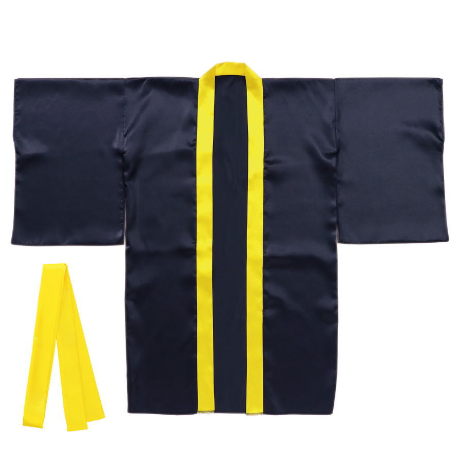 ソフトサテンロングハッピの袖付が登場！ やわらかで通気性の良いサテン生地を使用したロングハッピの袖付です。 サテン製なので、光沢のあるきれいな色のハッピです。 応援や演舞などに最適です。 ハッピサイズ：1170×900mm ハチマキ：140...