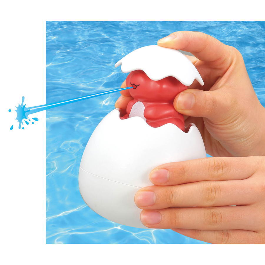 かわいいきょうりゅうのシャワー！水てっぽうにもなる！ 水に入れるときょうりゅうが顔を出すシャワー。 水面につけたまま水鉄砲としても遊べる。 サイズ：約φ90×100mm
