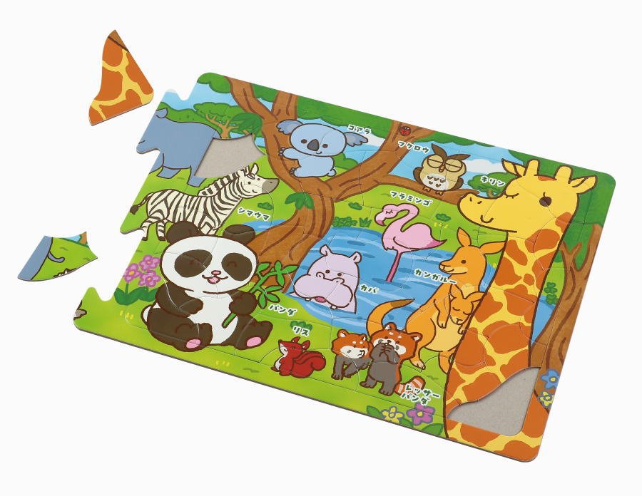 アニマル大集合のパズルです。 別売の難易度の違う2種類のパズルを繋げると大迫力のパズルが完成します。 40ピース。 365×267×3mm