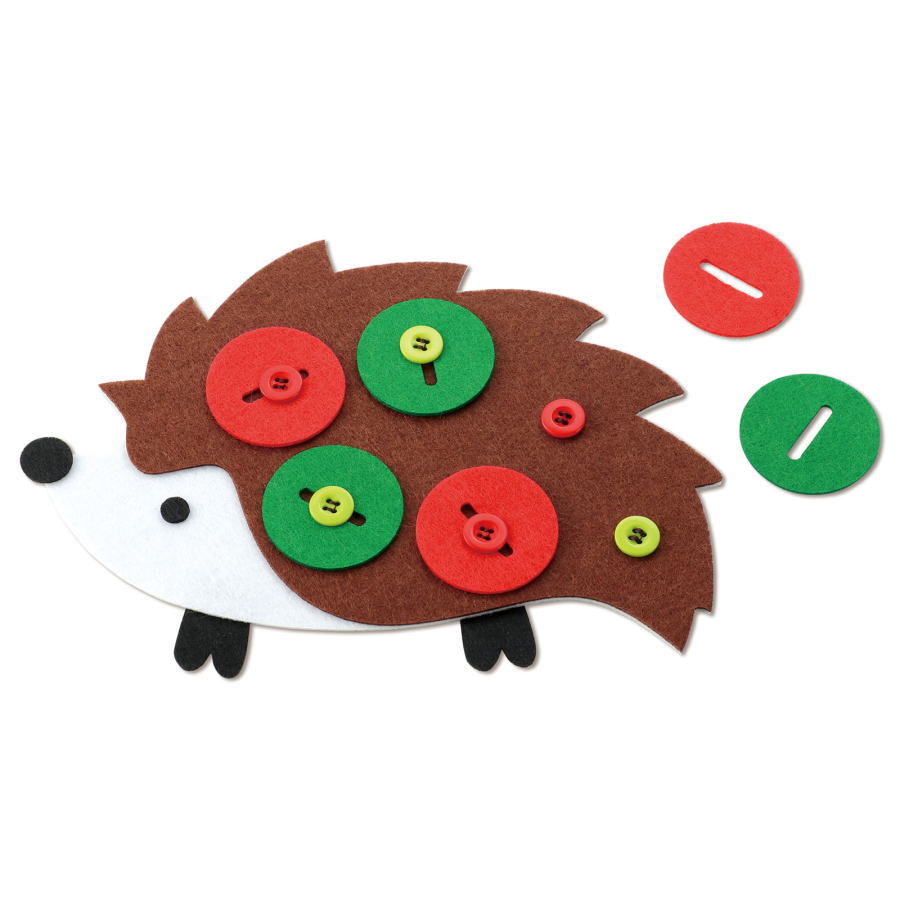 ボタン遊びができるかわいいハリネズミのフェルトです。 240×170×6mm