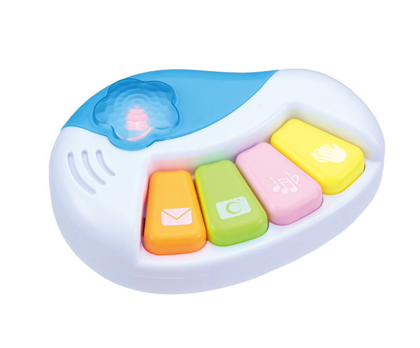 鍵盤を押すと楽しいメロディが流れるピアノのおもちゃ！ 鍵盤を押すとランプが光って、メロディーが鳴るピアノ型のおもちゃです。 マンガン単三電池2本付属。電池交換可能。 180×130×133mm