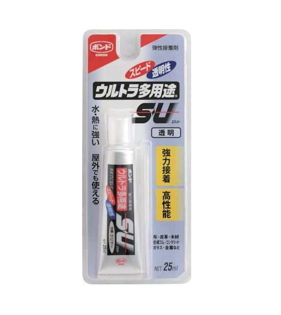 ★用途★ 布・フェルト・皮革・合成ゴム・木材・ガラス・金属など、軟らかい素材から硬い素材まで、強力接着が可能です 多彩な場面での接着と補修に活躍します ★特徴★ ●新ポリマー（シリル化ウレタン樹脂）を採用し、固着スピードと透明性を飛躍的に向...