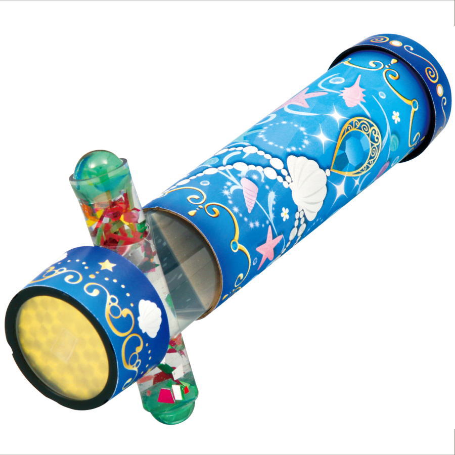 デコペーパーでゴージャスなワンド万華鏡がつくれる！ 紙管(φ39×140mm)×1 紙管（φ39×10mm）×1 キャップ（上・下）トレー（上・下）×各1 デコペーパー(210×148mm)×1 ホログラムシート×1 ミラーシート（5色組）...