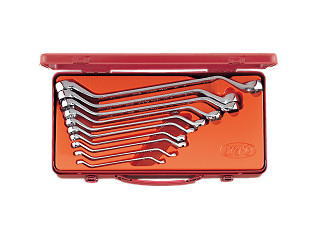 セット内容　10点 45°ロング めがねレンチ 品番 S1×S2 D1 D2 T1 T2 L 質量(g) M25-5.5x7 5.5×7 9.5 12 4.5 5 150 26 M25-8x10 8×10 14 17 5.5 6.5 175...