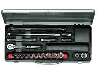 差込角　9.5(3/8") 　 ◆質量：3.8kg 　 【セット内容】　全19点 ソケット　(6角) B3-055、07、08、10、12 ソケット　(12角) B3-13W、14W、15W、17W、19W、21W、22W ラチェ...