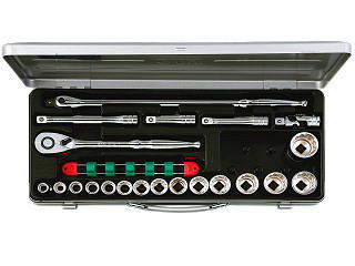 差込角　12.7(1/2") 　 インチサイズ 　 ◆質量：5.4kg 　 【セット内容】　全21点 ソケット　(6角) B4-7/16 ソケット　(12角) B4-1/2W、9/16W、19/32W、5/8W、11/16W、3/...