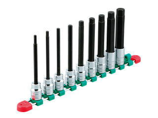 差込角　12.7mm(1/2") 　 インチサイズ セット内容　9点 ロングヘキサゴン ビットソケット 製品番号 S D L 質量(g) BT4-3/16L 4.7 22 132 99 90 BT4-7/32L 5.5 91 BT...