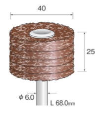 特徴 加工素材へのあたりがソフトでなじみが良く、平面、曲面を問わず作業が出来ます 研削時の発熱が少なく被削材の研削焼けが起こりません 最高使用回転数:3,000rpm 粒度:#400 適合機器 ボール盤、電気ドリル MINIMO推奨ハンドピ...