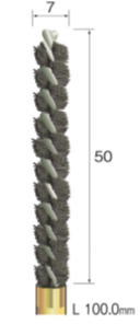 特徴 穴口元エッジ、穴内周面、交差穴のバリ取り、面取りに最適なブラシです 最高使用回転数:3,000rpm 適合機器 ボール盤、電気ドリル スピンドル 自動機、ロボット MINIMO推奨ハンドピース 最適:M11G 使用可能:M21,M21D