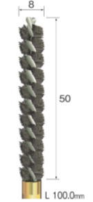 特徴 穴口元エッジ、穴内周面、交差穴のバリ取り、面取りに最適なブラシです 最高使用回転数:3,000rpm 適合機器 ボール盤、電気ドリル スピンドル 自動機、ロボット MINIMO推奨ハンドピース 最適:M11G 使用可能:M21,M21D