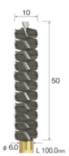 特徴 穴口元エッジ、穴内周面、交差穴のバリ取り、面取りに最適なブラシです 最高使用回転数:3,000rpm 適合機器 ボール盤、電気ドリル スピンドル 自動機、ロボット MINIMO推奨ハンドピース 最適:M11G 使用可能:M21,M21D