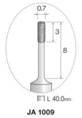 特徴 振れ精度5μ以下、高剛性の超硬軸の電着ダイヤモンドバーです 高精度でまた加工時の切り込みによる軸逃げトラブルが殆どなく、加工精度と加工率が大幅に向上します 最高使用回転数:92,000rpm 粒度:#230 適合機器 スピンドル